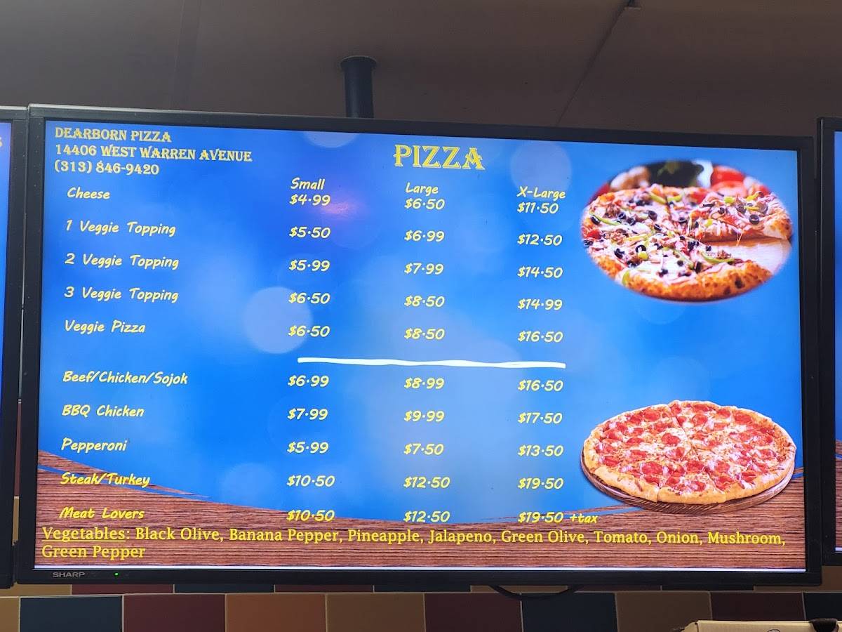 Menu at Dearborn Pizza (Dearborn) pizzeria, Dearborn, W Warren Ave