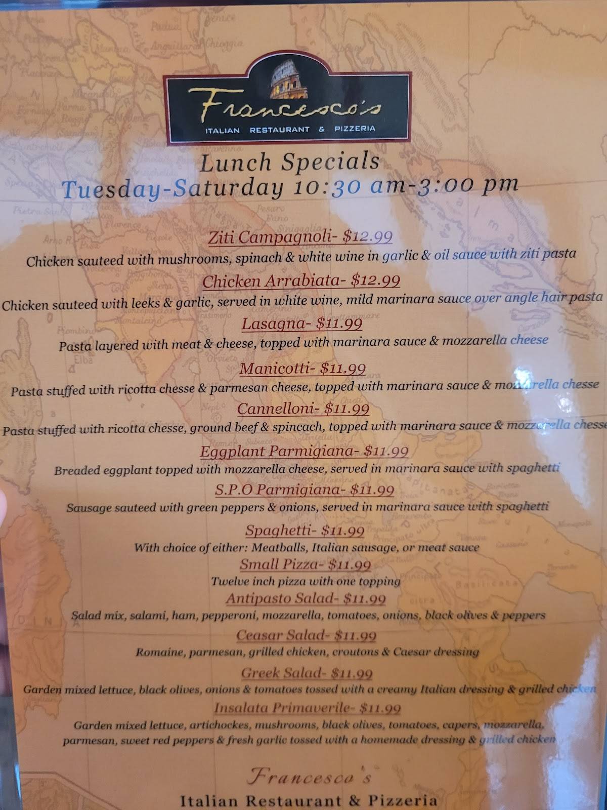 Menu at Francesco's Italian Restaurant, Decatur, Hwy 31 S