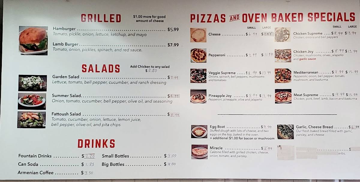 Menu at GG's Food Factory pizzeria, Fresno, Kern St