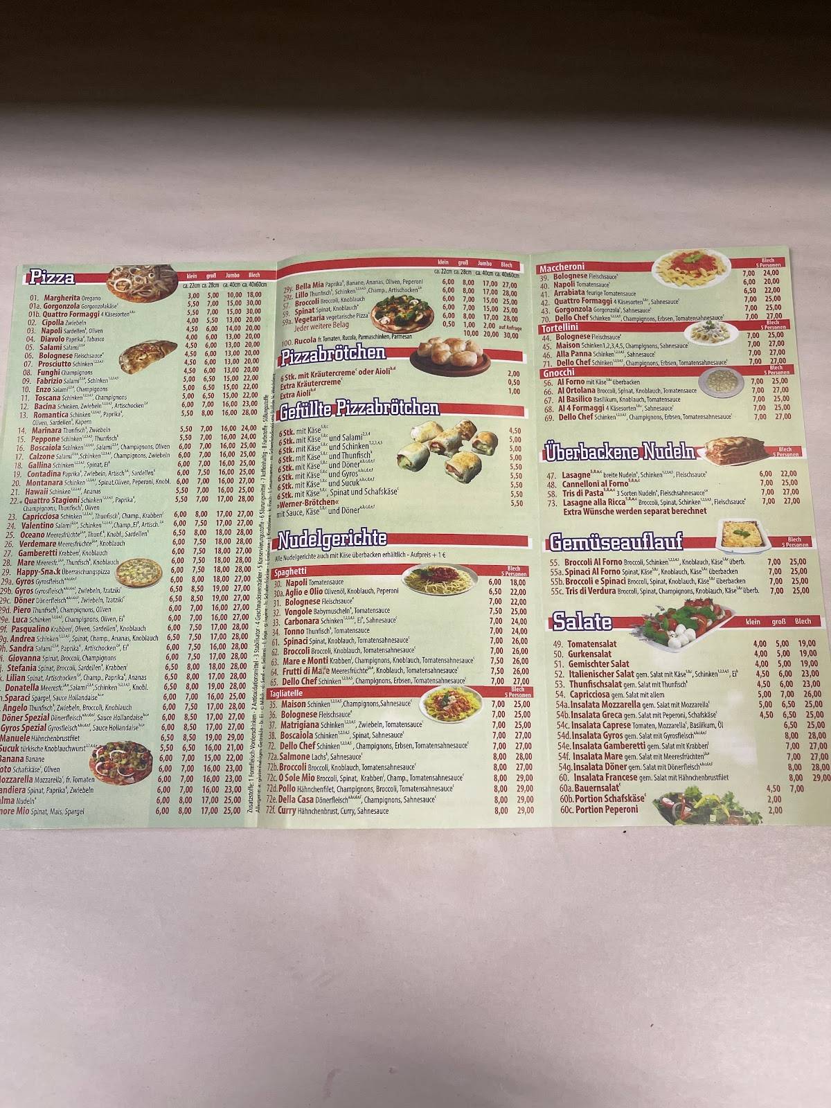 Speisekarte von Pizzeria Happy Snack, Mülheim an der Ruhr