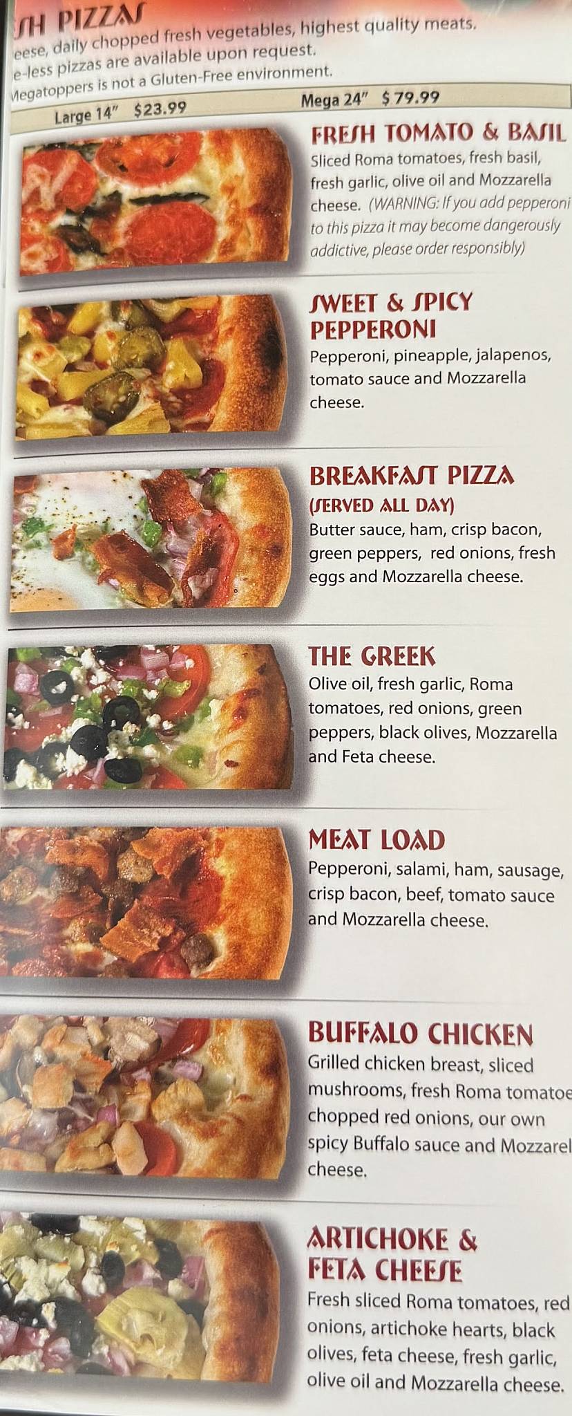 Menu at Megatoppers Pizza Joint pizzeria, Bullhead City