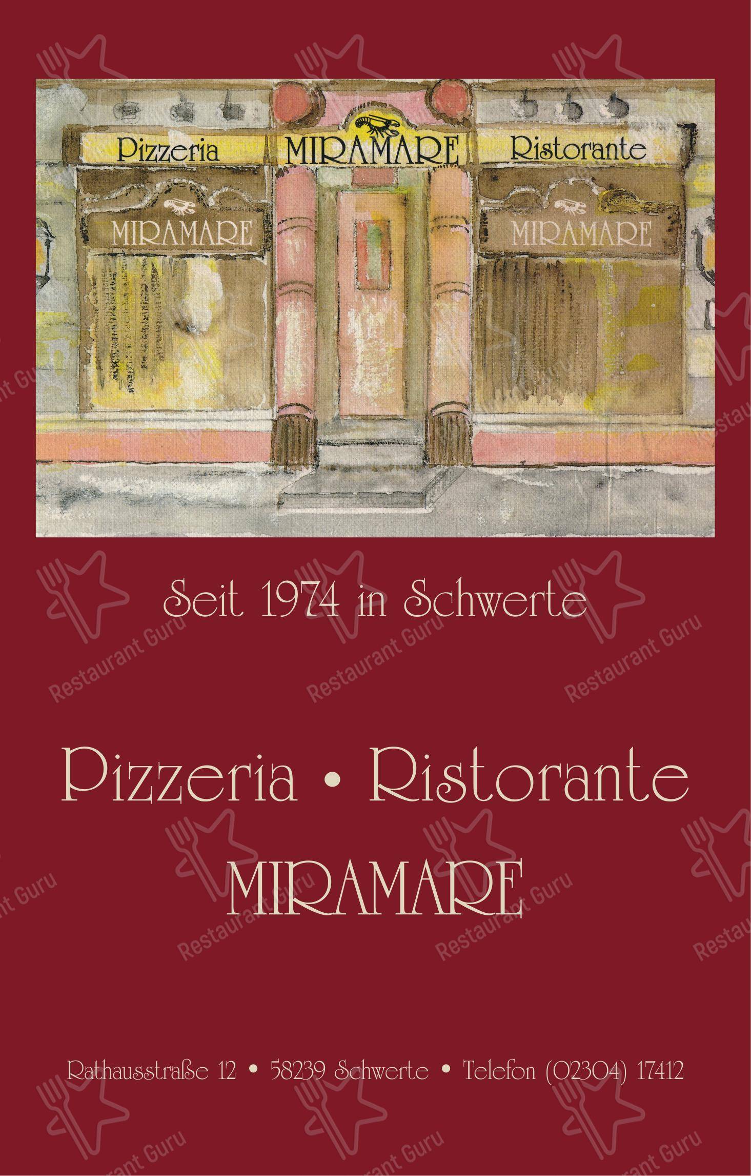 Speisekarte von Pizzeria Miramare, Schwerte