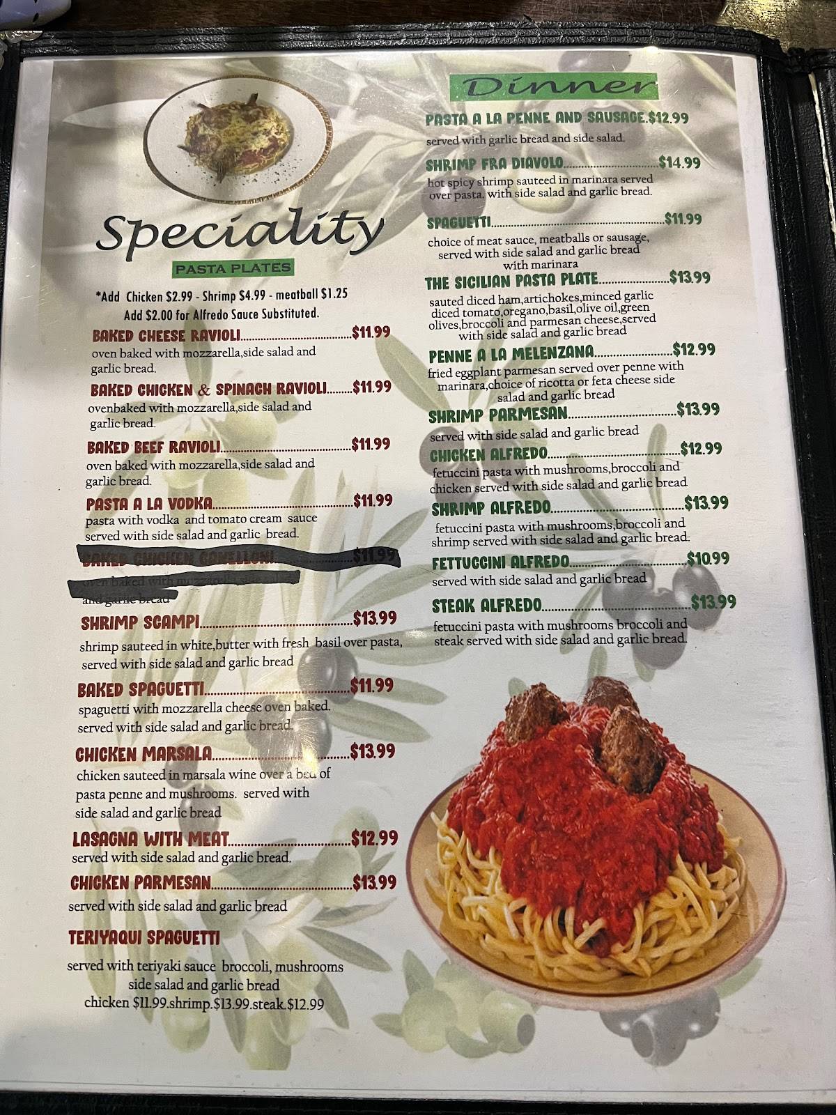 Menu at Monte Olivos Restaurant, Harlem