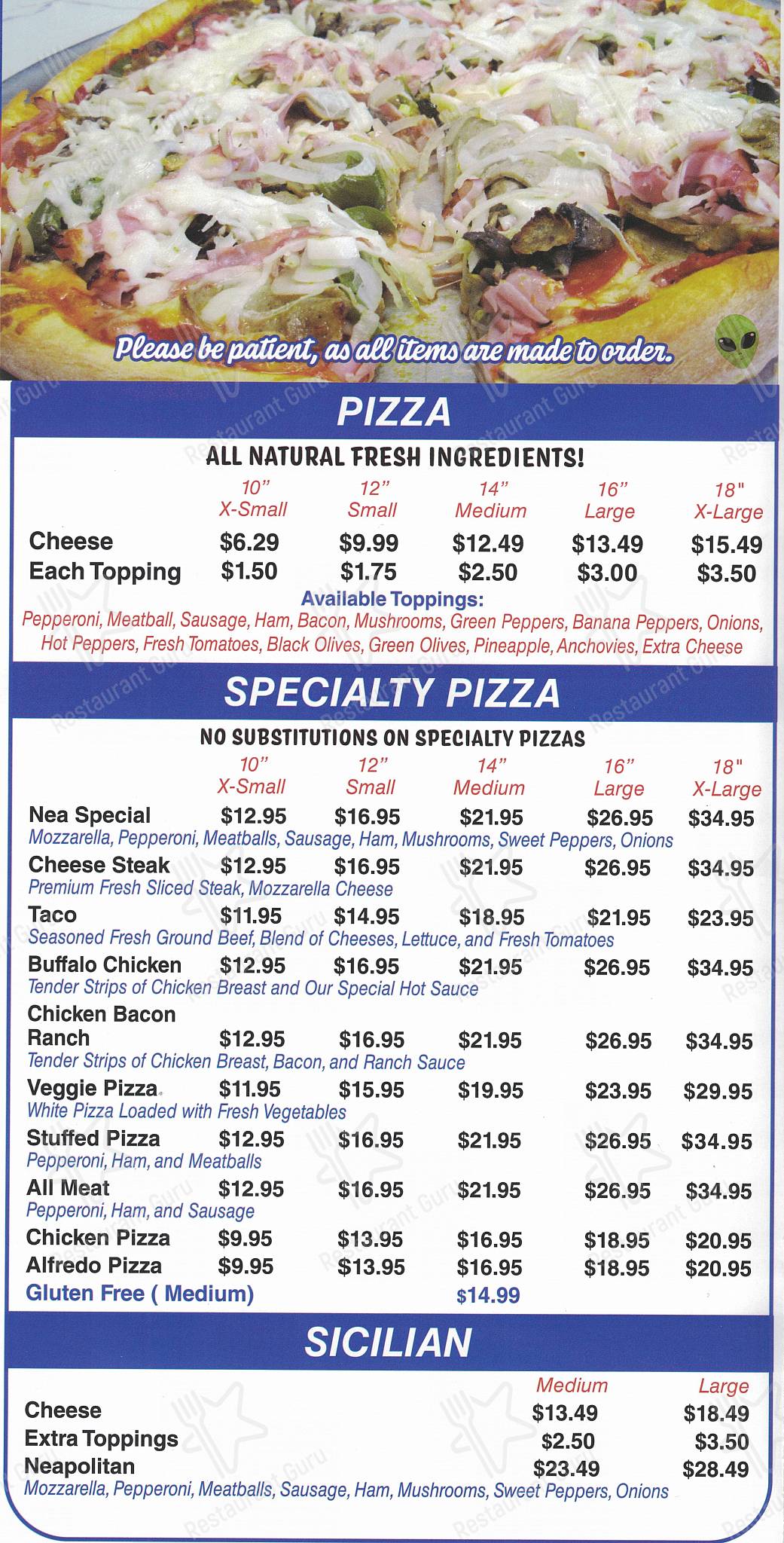 Menu at DeAngelo's Neapolitan Italian Eatery pizzeria, Haines City