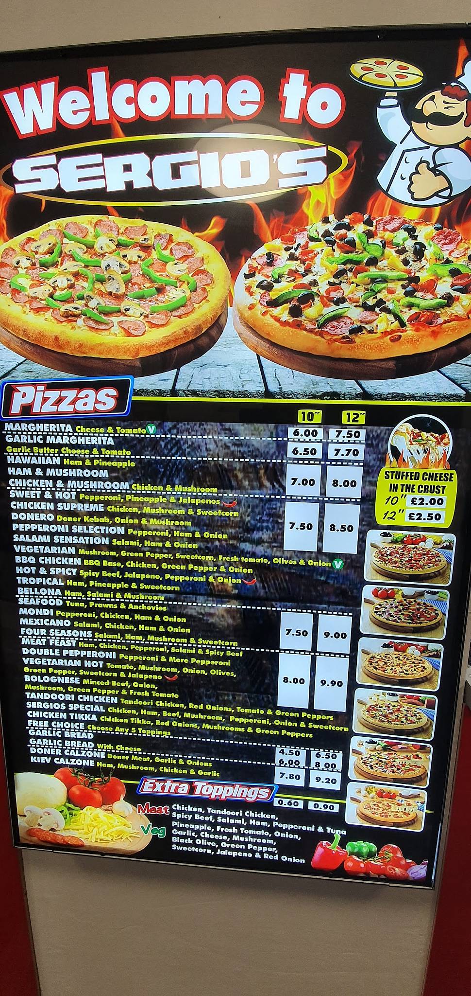 Menu at Sergios Kebab & Pizza Valley fast food, Valley