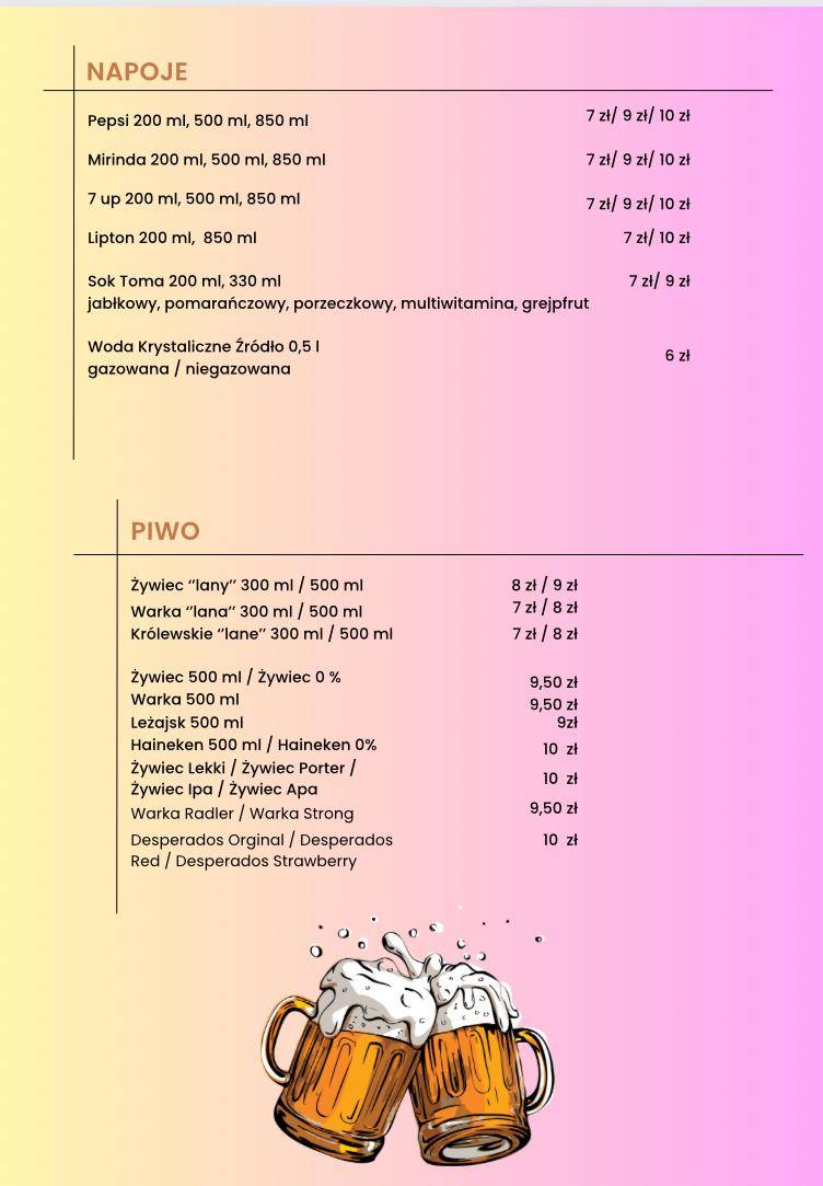 Menu at Pizzeria i Restauracja Golińska, Krasnik