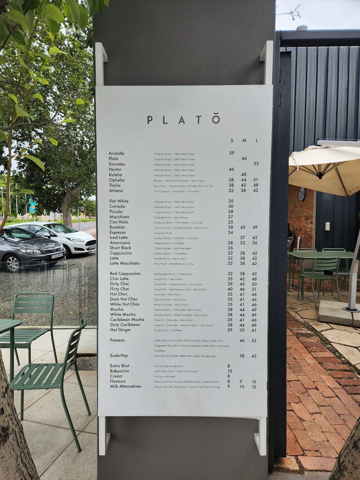 Menu at Platō Coffee - Alpine Attitude restaurant, Pretoria