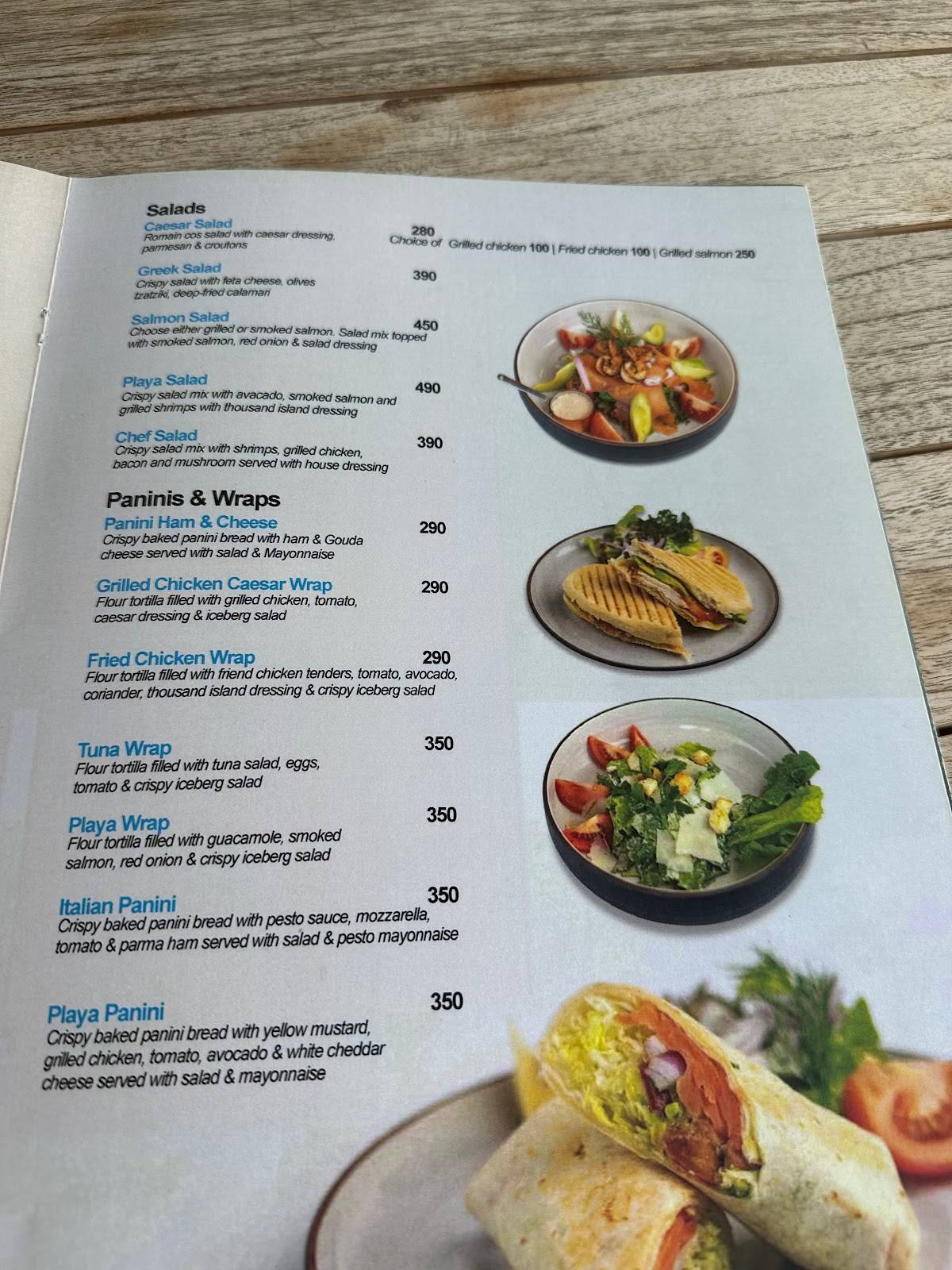 Menu at Playa Bistro & Lounge restaurant, Pattaya City