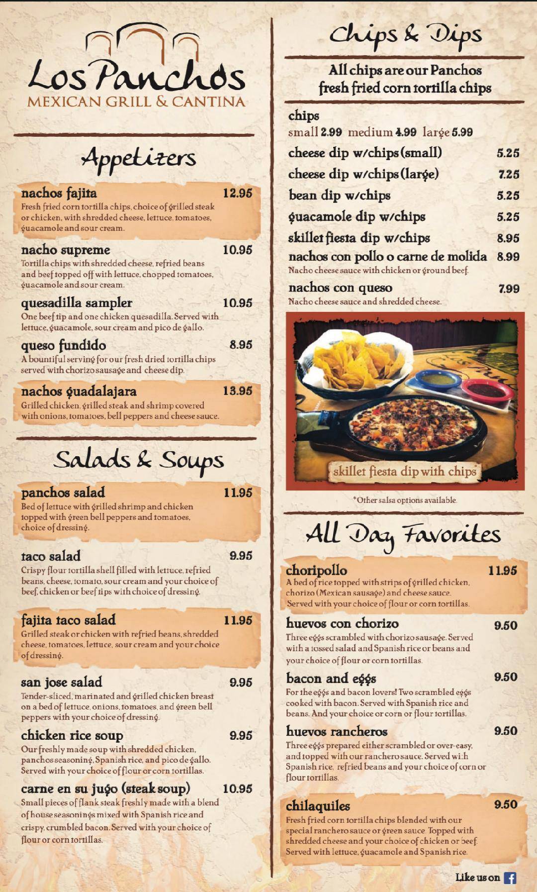 Menu at Plaza Los Panchos restaurant, Machesney Park