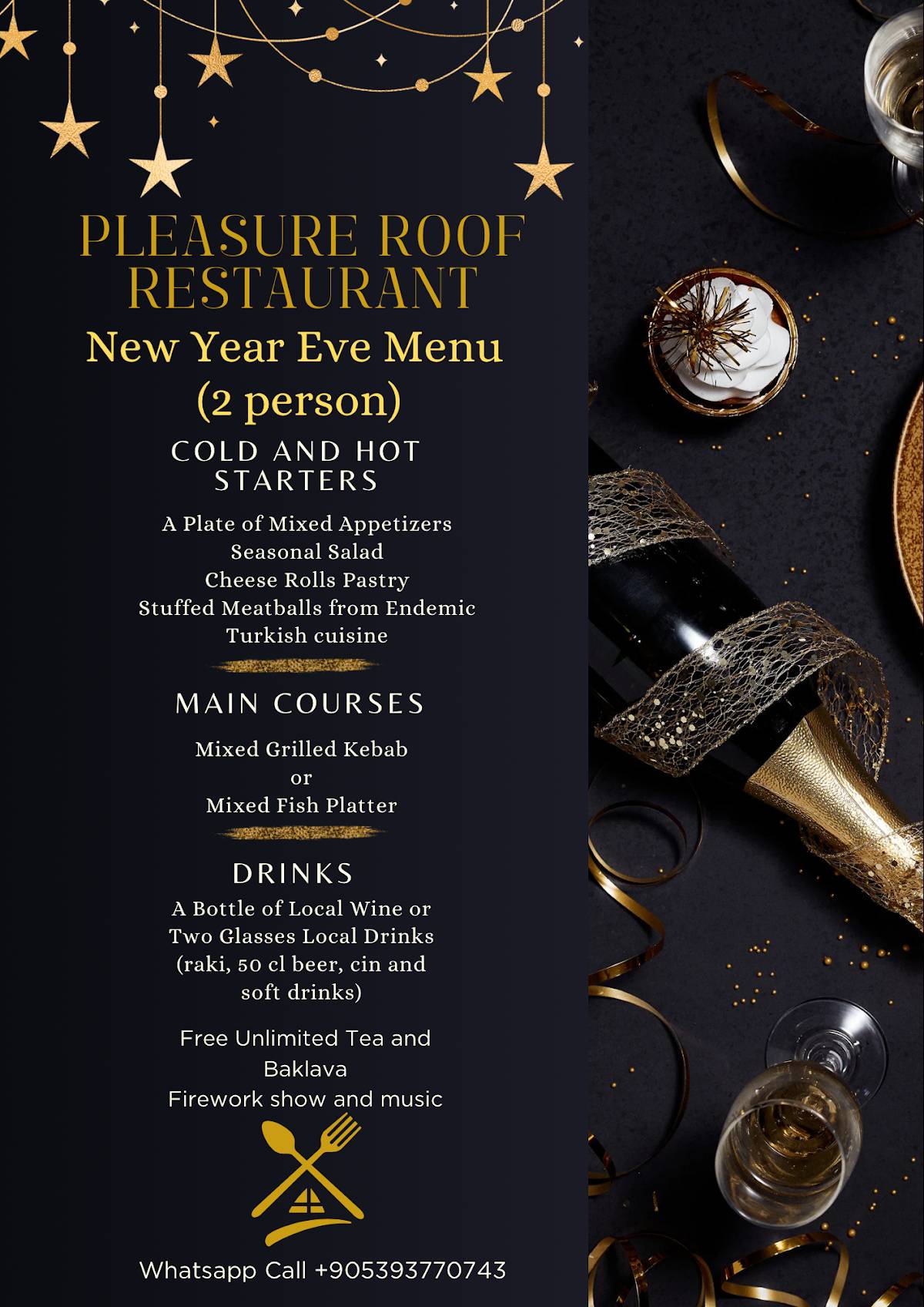 Menu at Pleasure Terrace Roof Restaurant in Istanbul, Istanbul