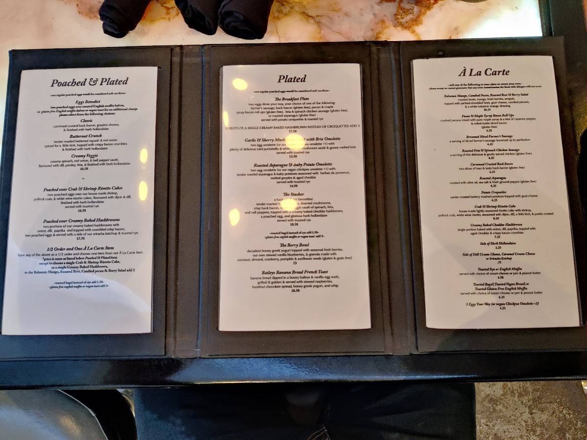 Menu at Poached Breakfast Bistro restaurant, Saskatoon
