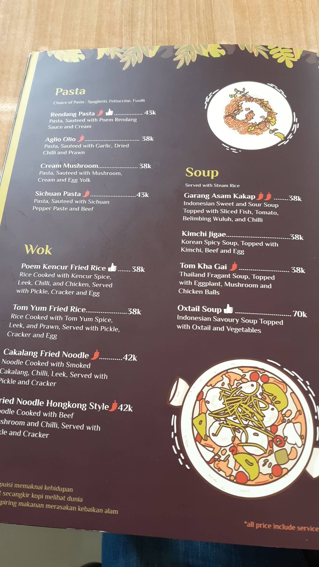 Carta de Poem Cafe and Resto Sumarecon Bandung, Bandung