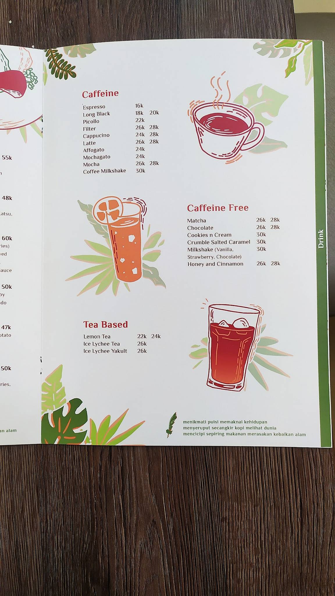 Carta de Poem Cafe and Resto Sumarecon Bandung, Bandung