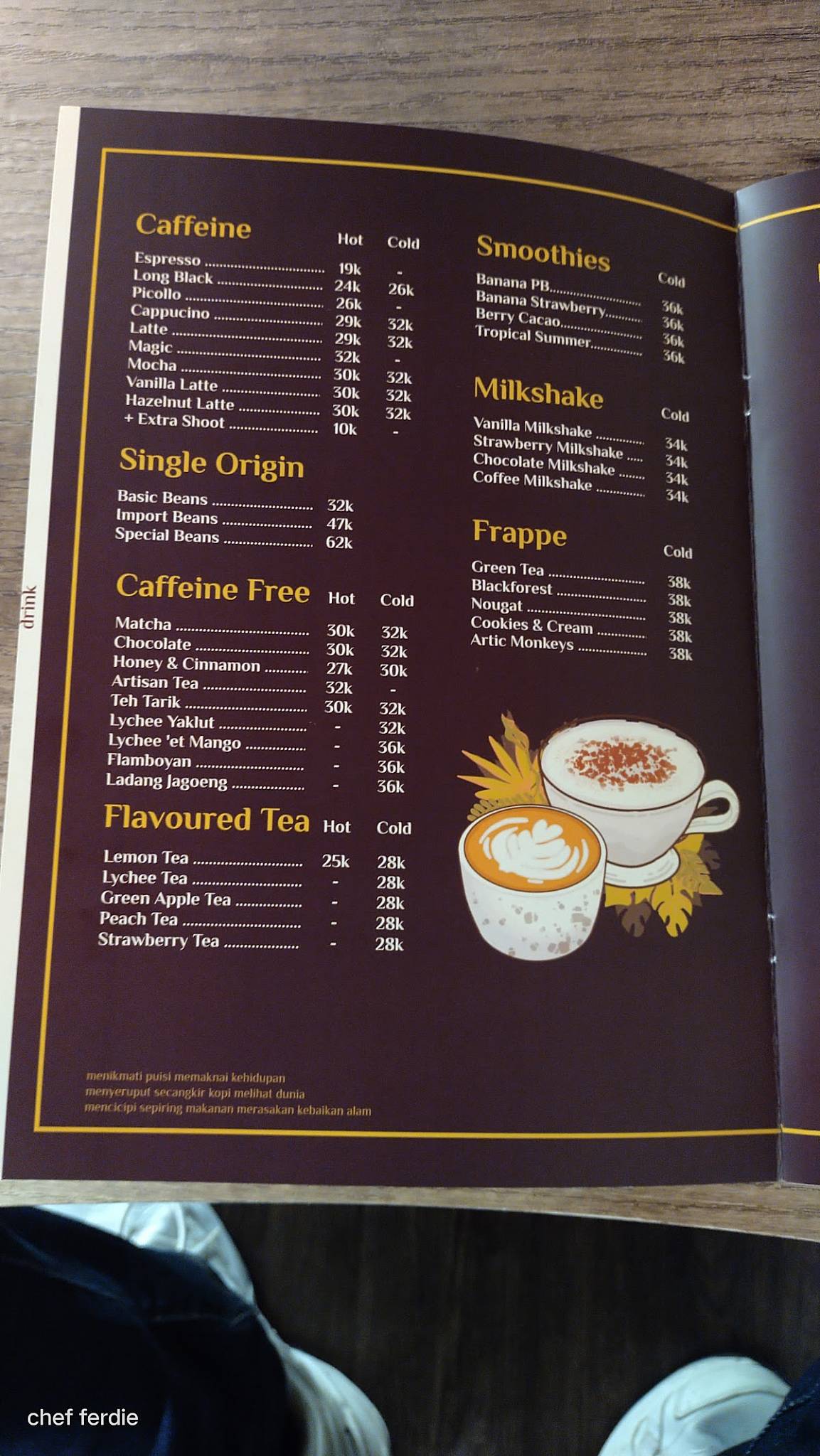 Carta de Poem Cafe and Resto Sumarecon Bandung, Bandung