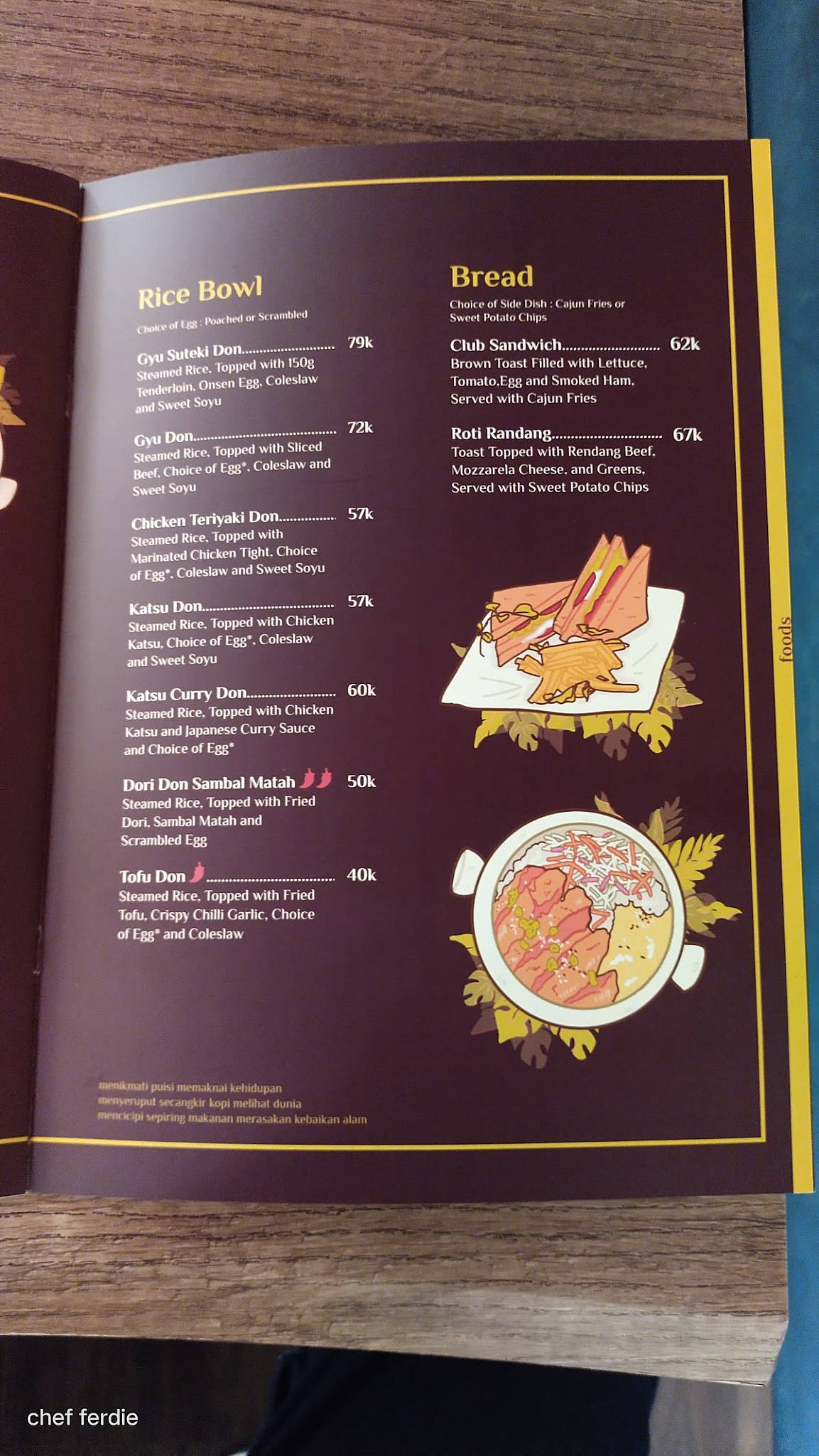 Carta de Poem Cafe and Resto Sumarecon Bandung, Bandung