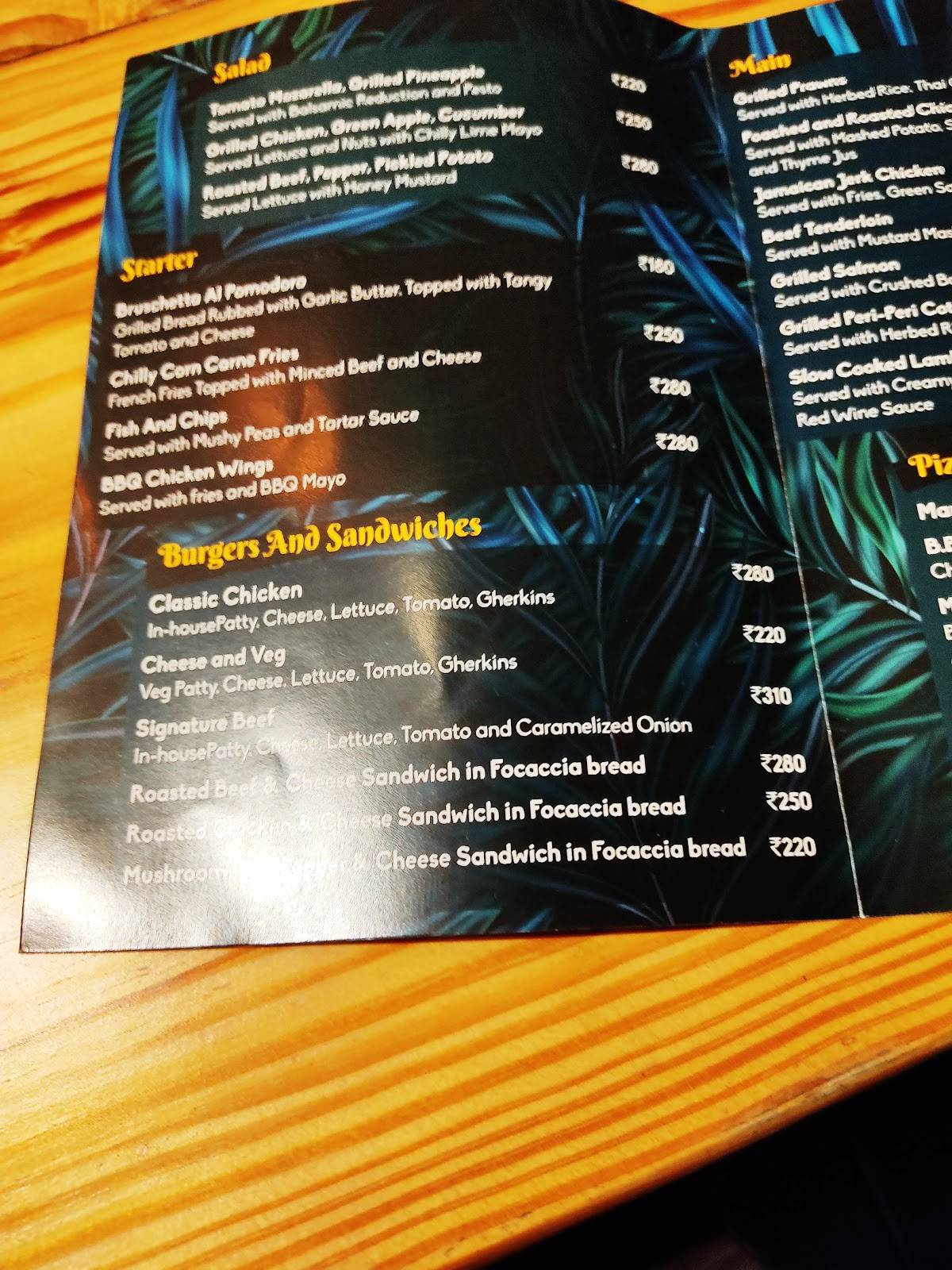 Menu at Poems Cafe, Kochi