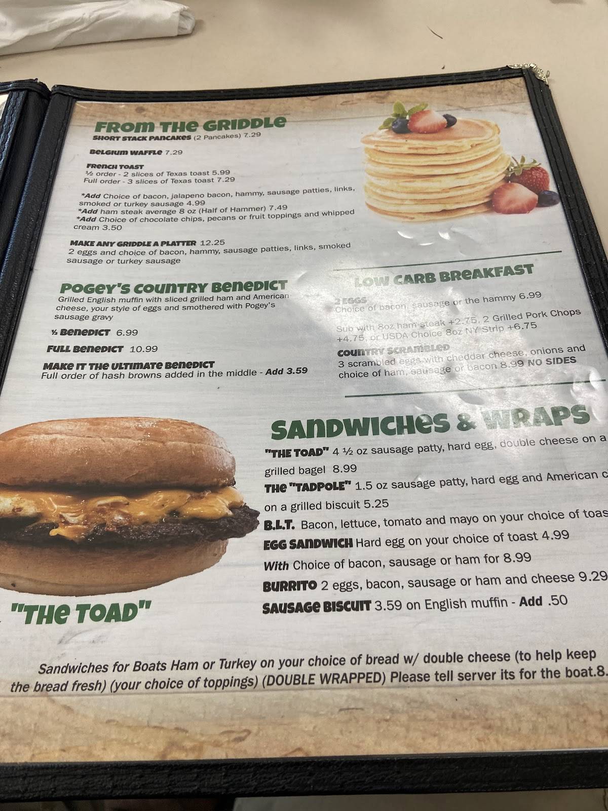 Menu at Pogey's Family Restaurant, Okeechobee