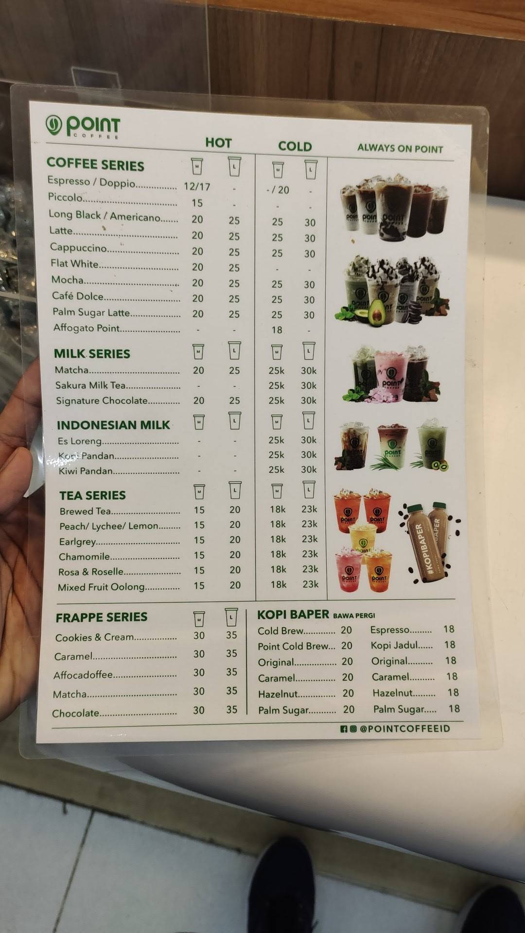 Menu at Point Coffee, Kebumen