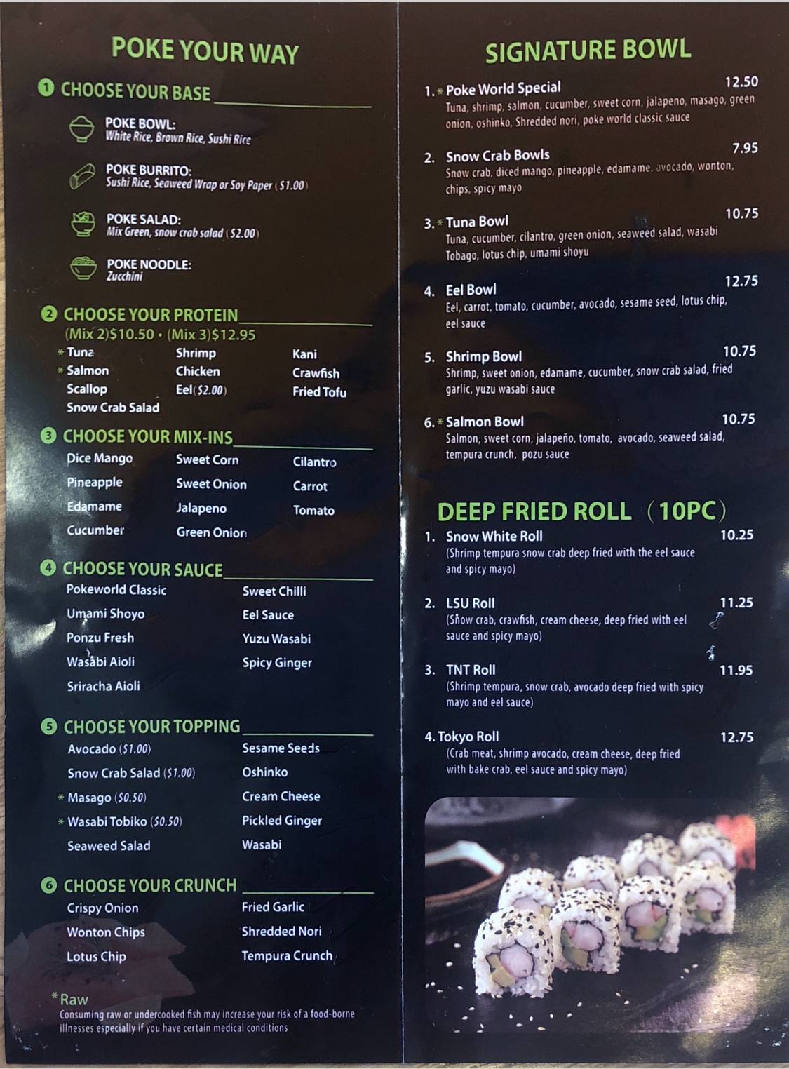 Menu at Pokeworld - Hibachi Express restaurant, Baton Rouge