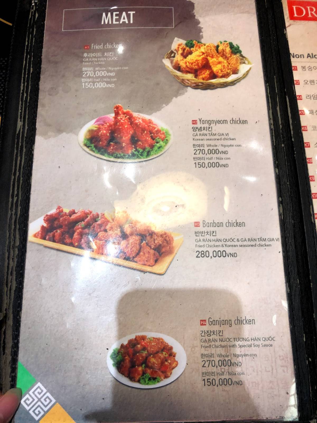 Menu at Poki Grill Korean Restaurant, Ho Chi Minh City