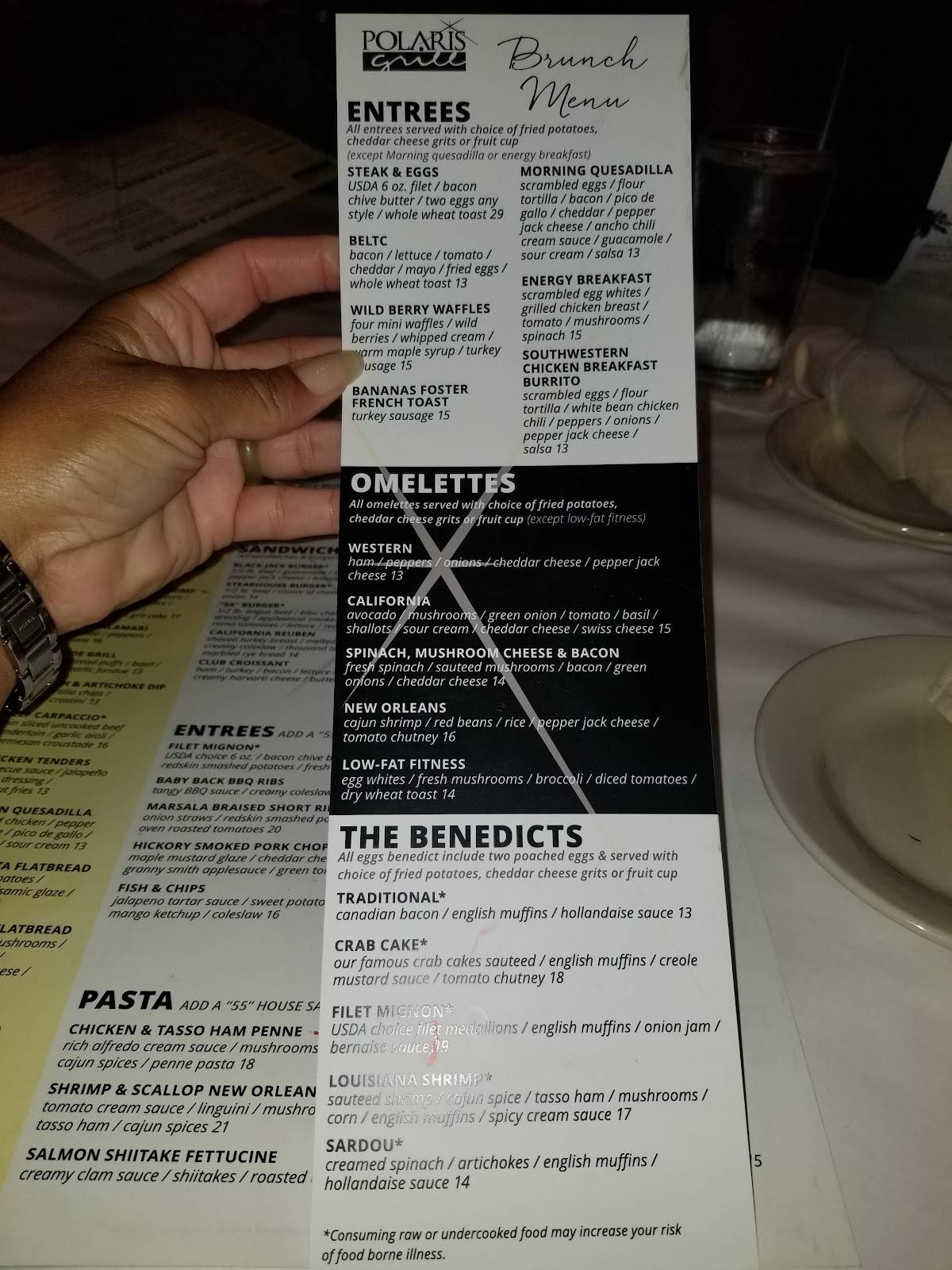 Menu at Polaris Grill restaurant, Columbus, Polaris Pkwy