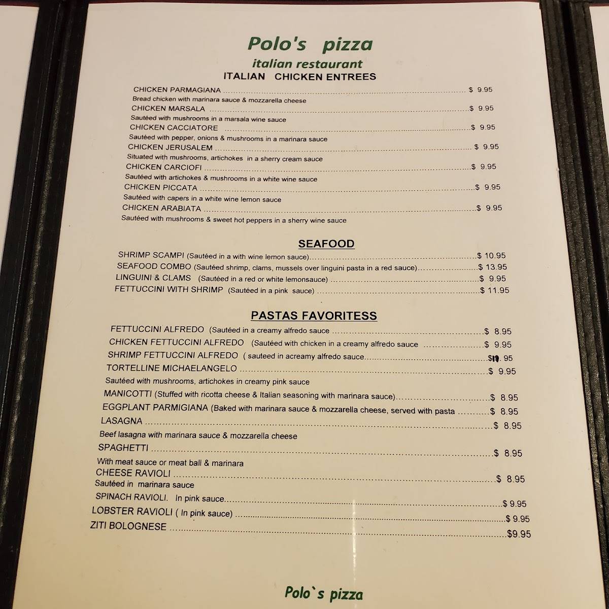 Menu at Polo's Pizza pizzeria, Hubbard