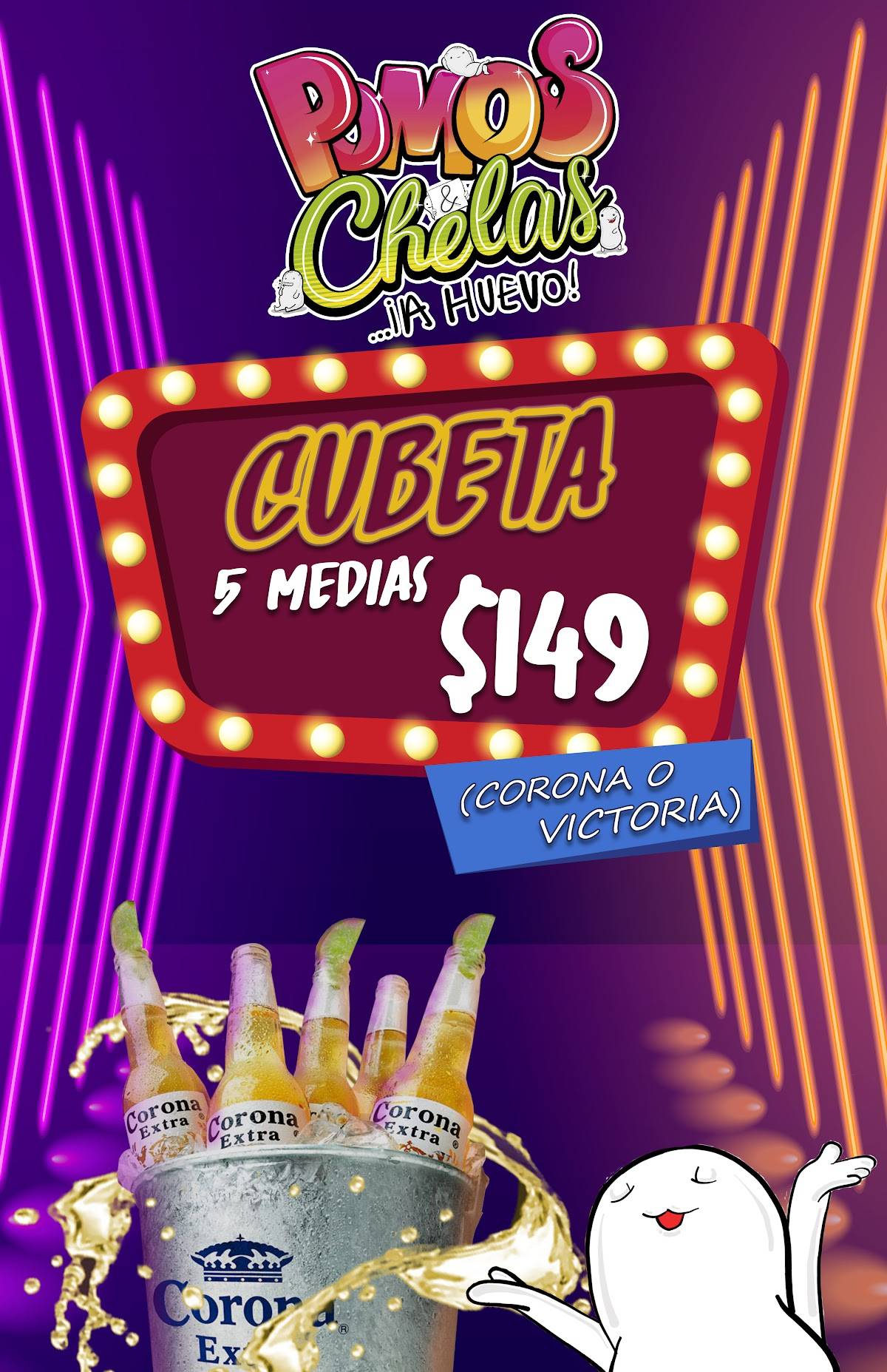 Carta del pub y bar Pomos y chelas ahuevo, Veracruz
