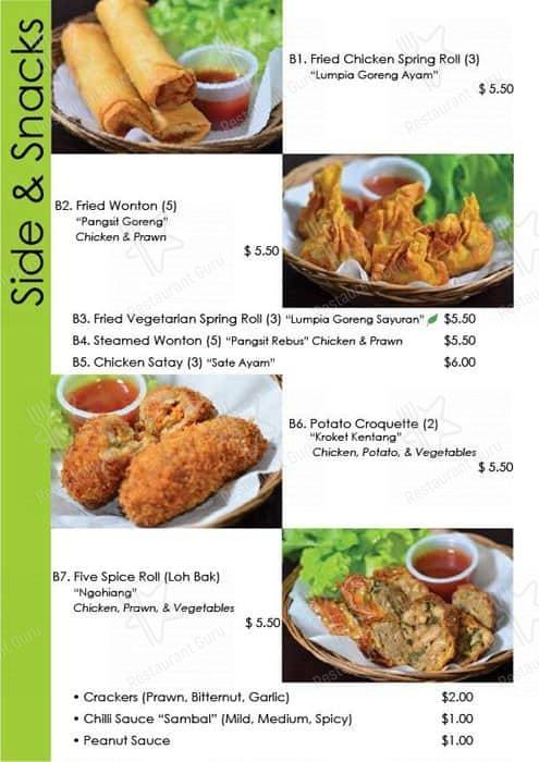 Menu at Pondok Daun Restaurant, Adelaide