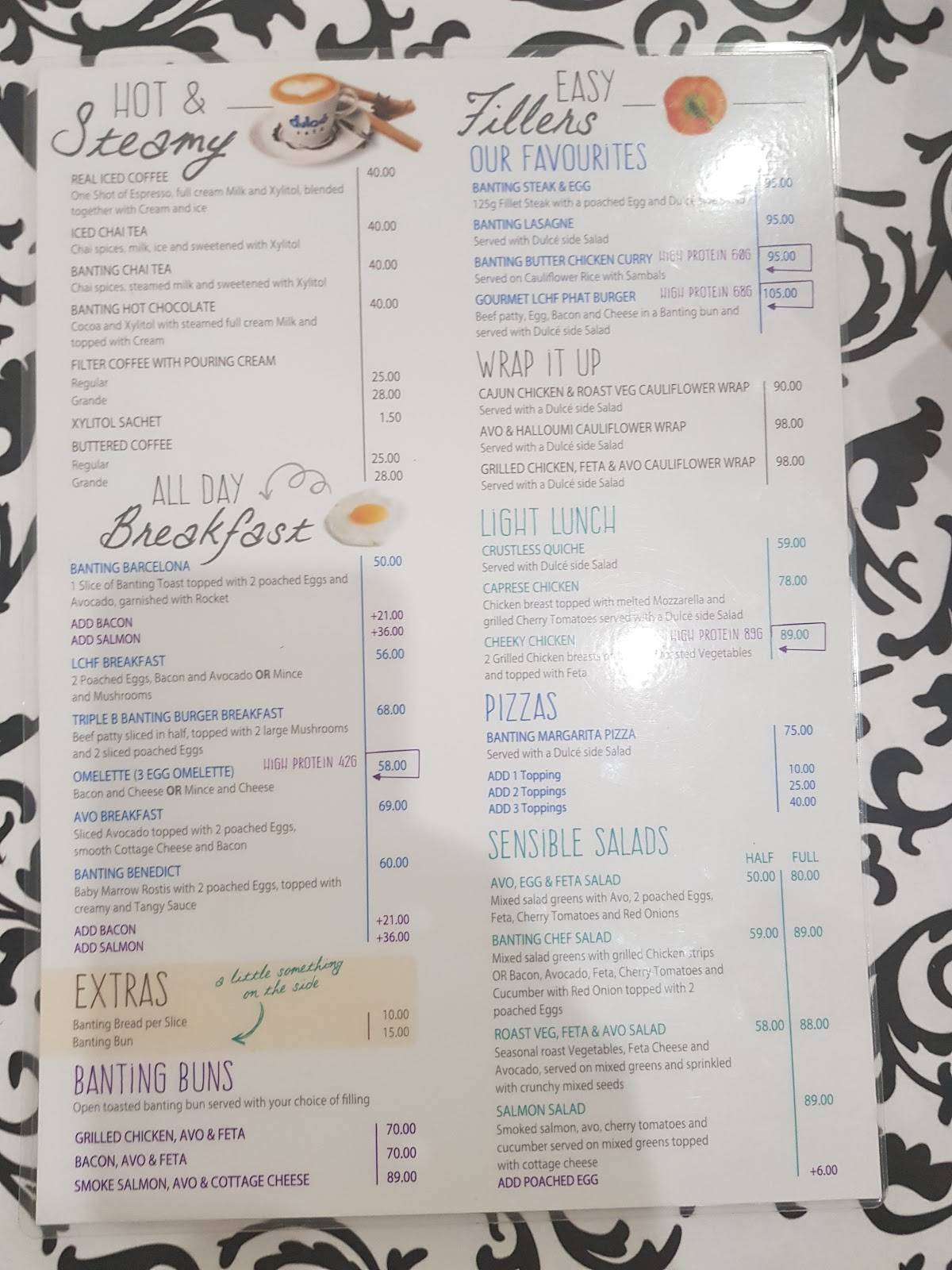 Menu au Richmonds Cafe, Port Elizabeth