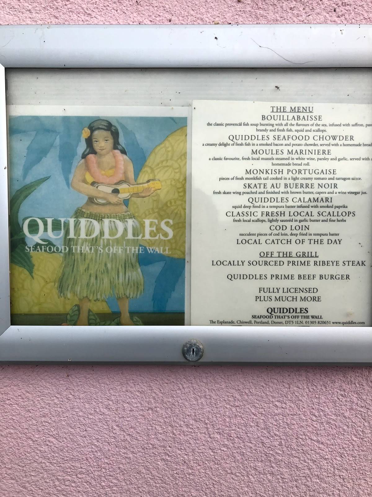 Menu at Quiddles Cafe, Portland, The Esplanade