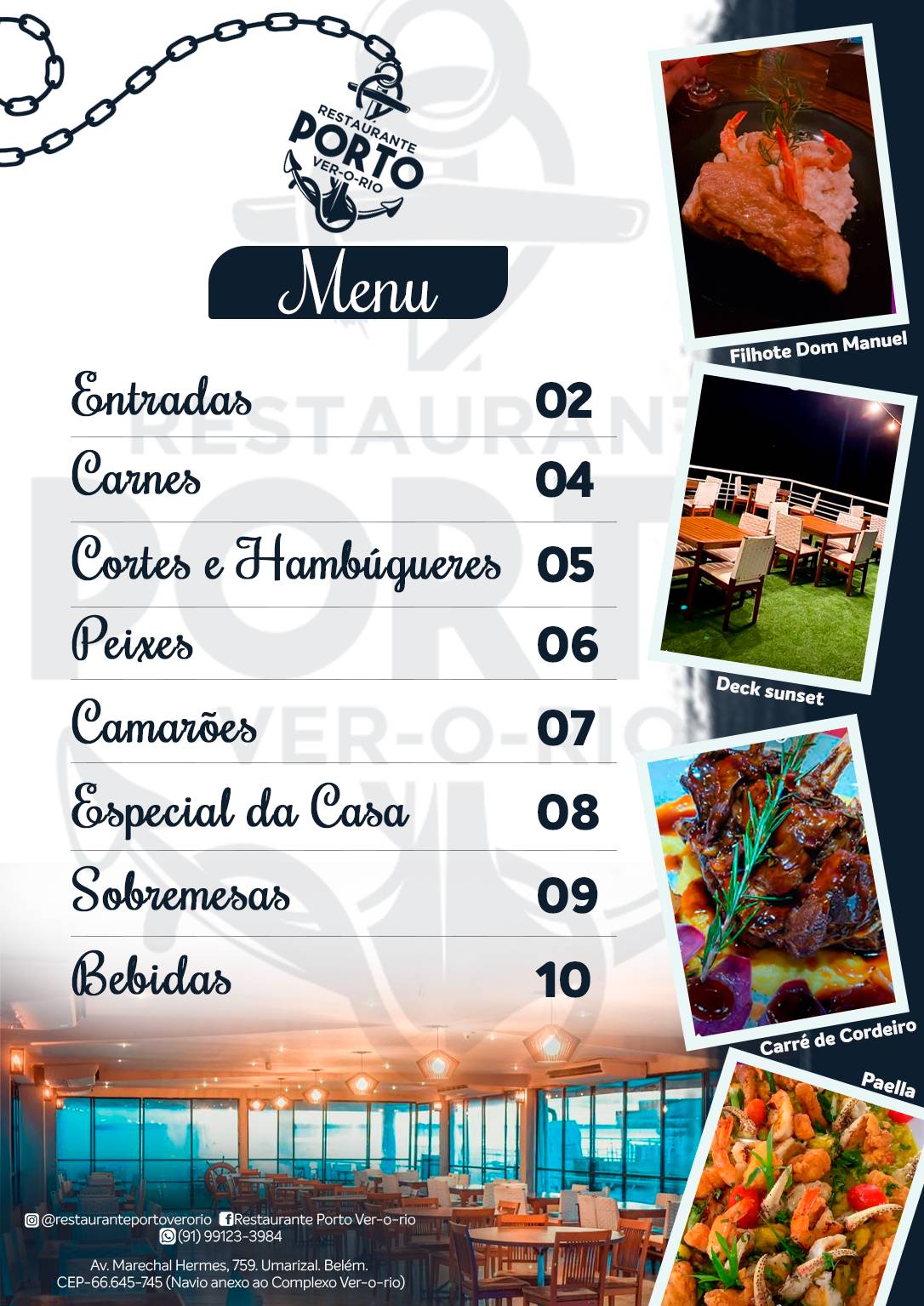 Menu em Porto Ver-o-Rio restaurante, Belém