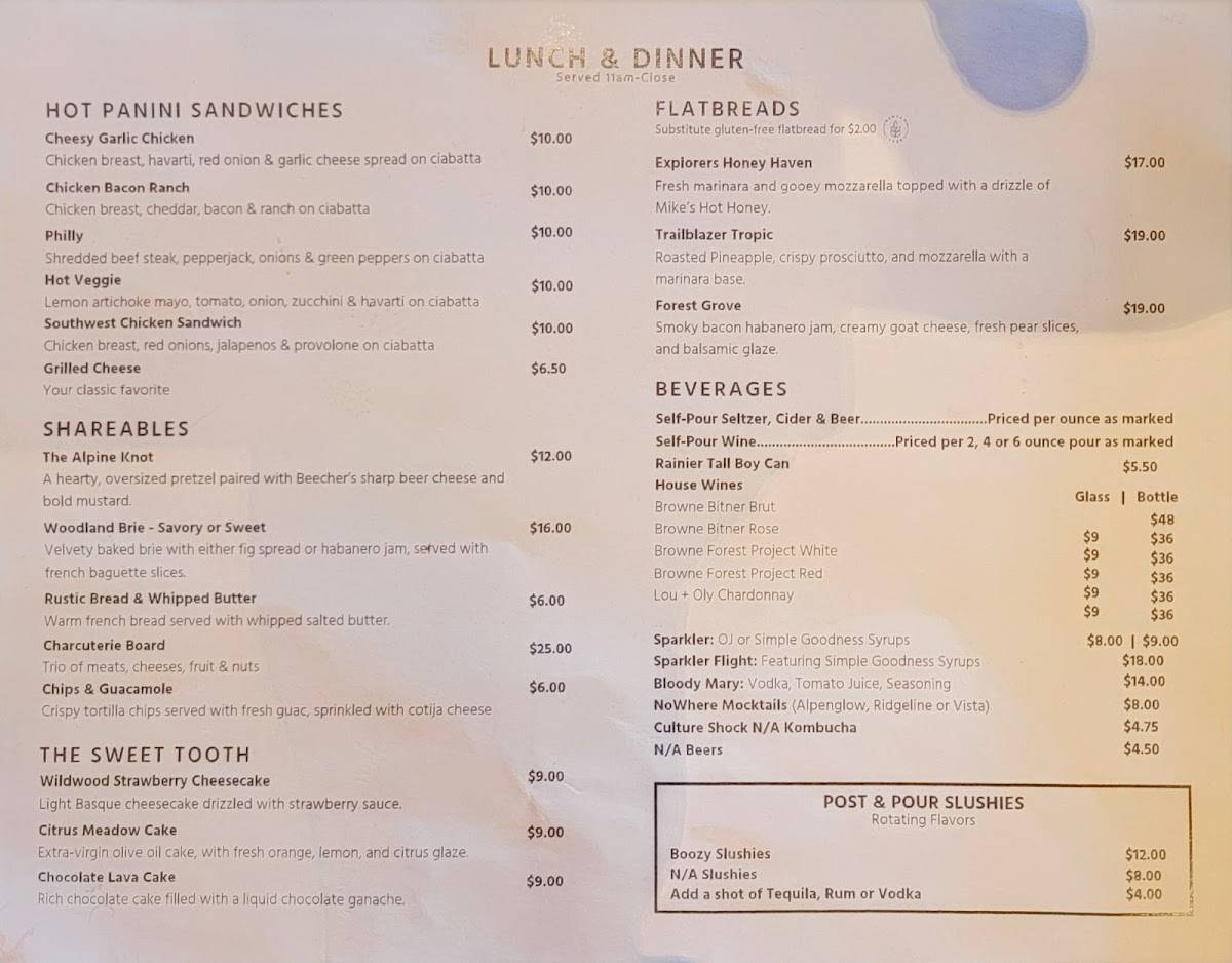 Carta del pub y bar Post & Pour, Bonney Lake