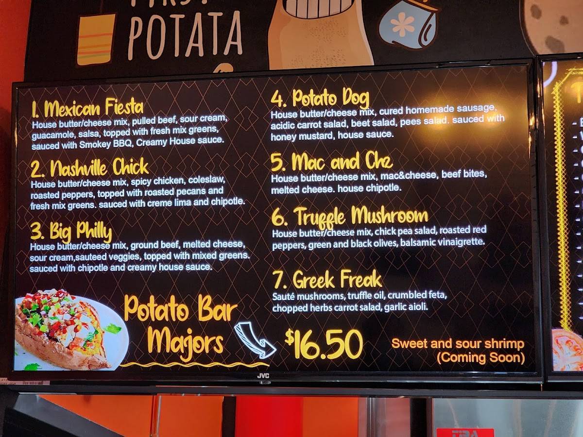 Menu at Potato Bar, Mississauga