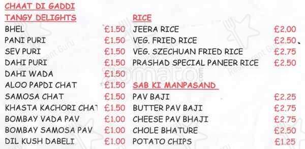 Menu at Prashad Sweets Ltd fast food, Wembley