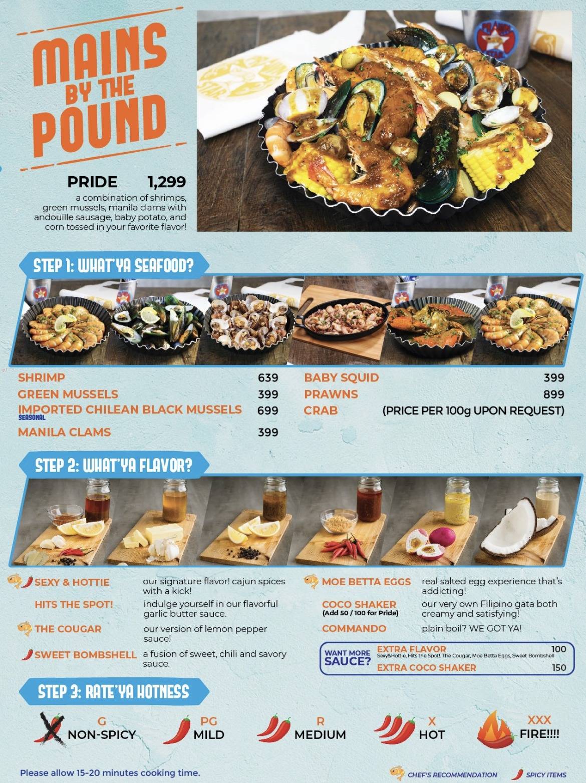 Menu at Prawn Star PH restaurant, Pasig