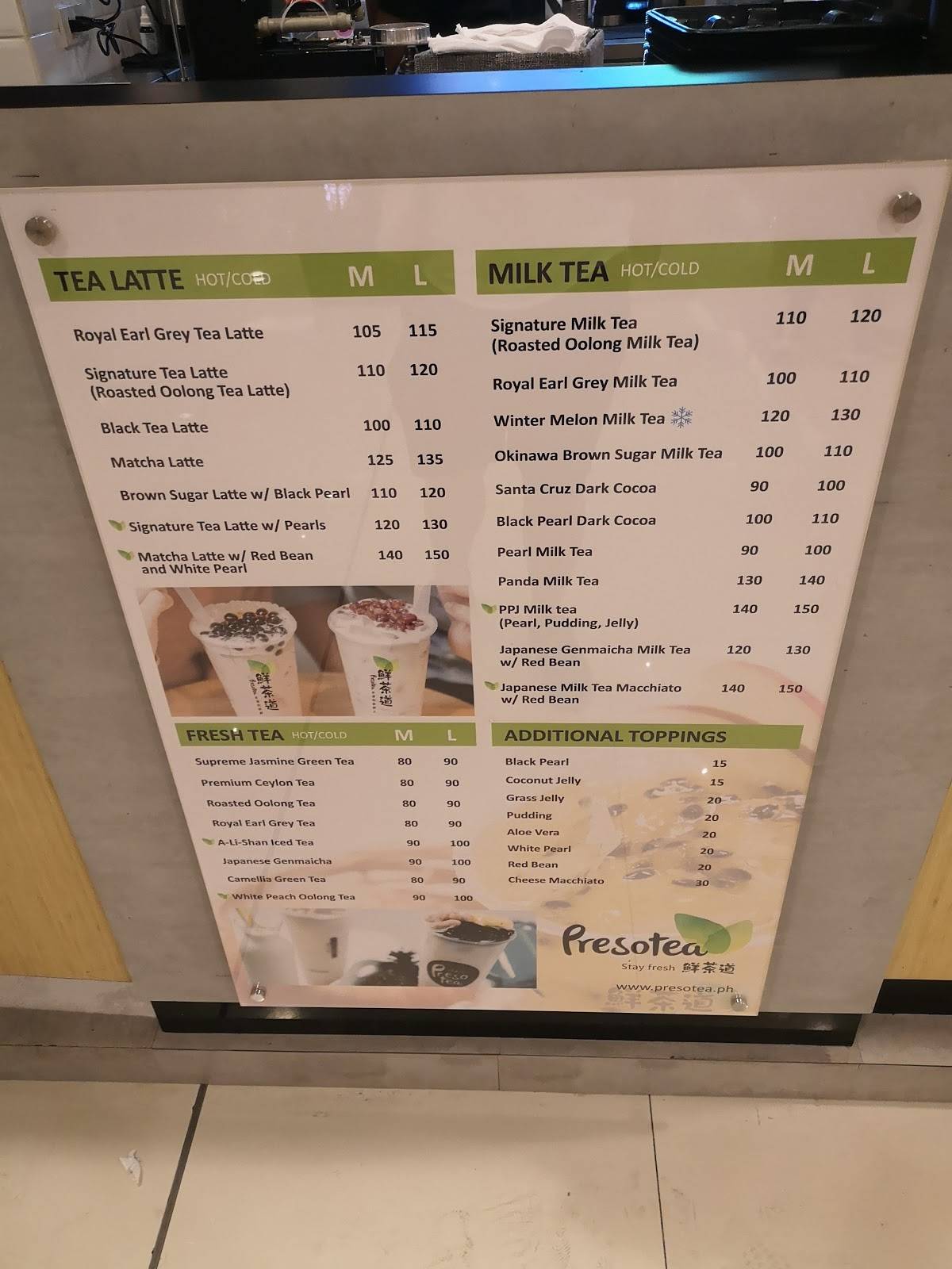 Menu at Presotea - Robinson Magnolia cafe, Quezon City