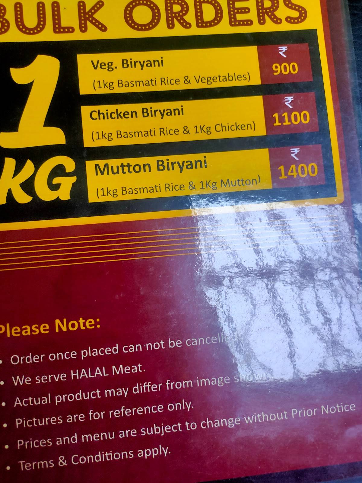 Menu at Pride Kitchen Hyderabadi Biryani, India, QR46+CQR