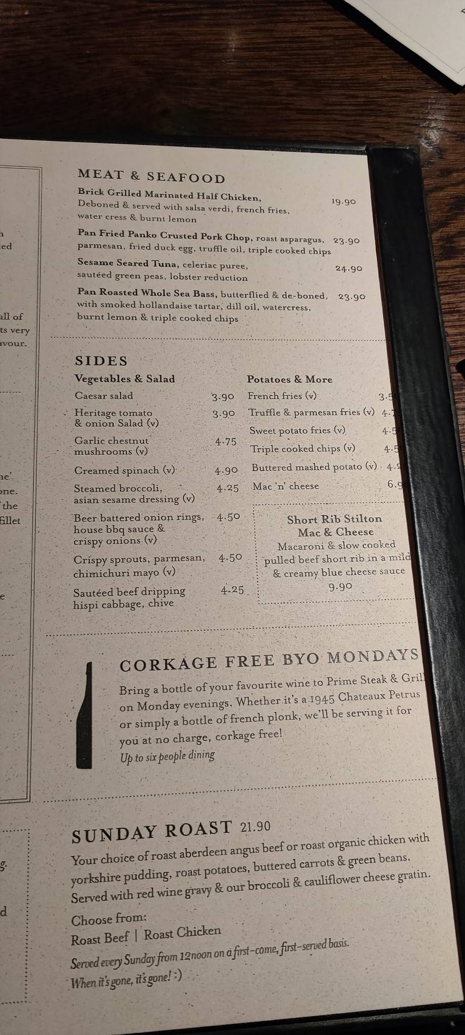 Menu at Prime Steak and Grill steakhouse, St Albans, 83-85 London Rd