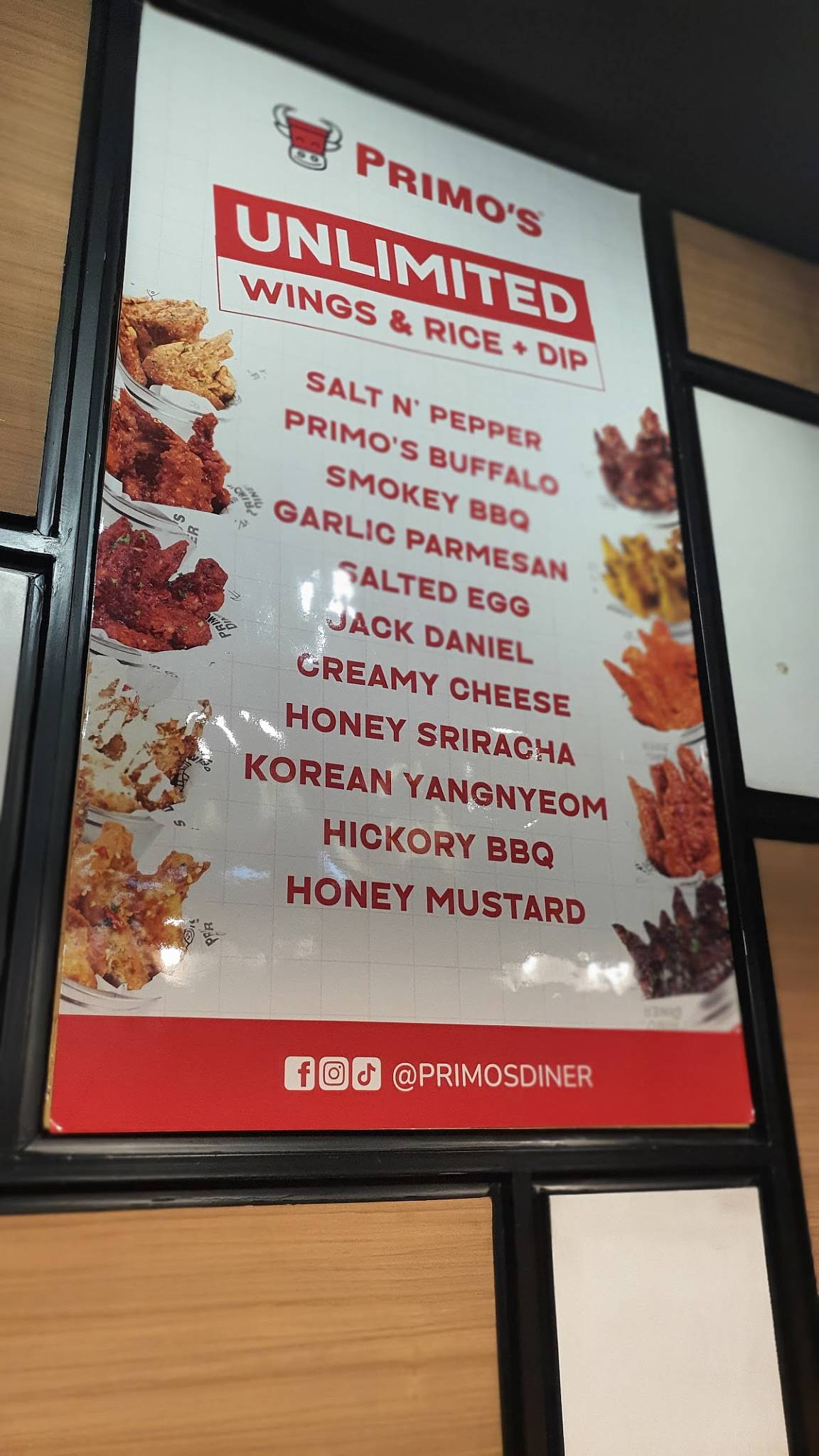 Menu at Primo's Unlimited Bucket Wings - Comembo restaurant, Taguig