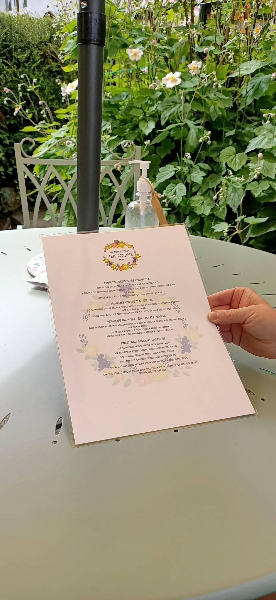 Menu at Primrose Cottage Tearooms cafe, Lustleigh