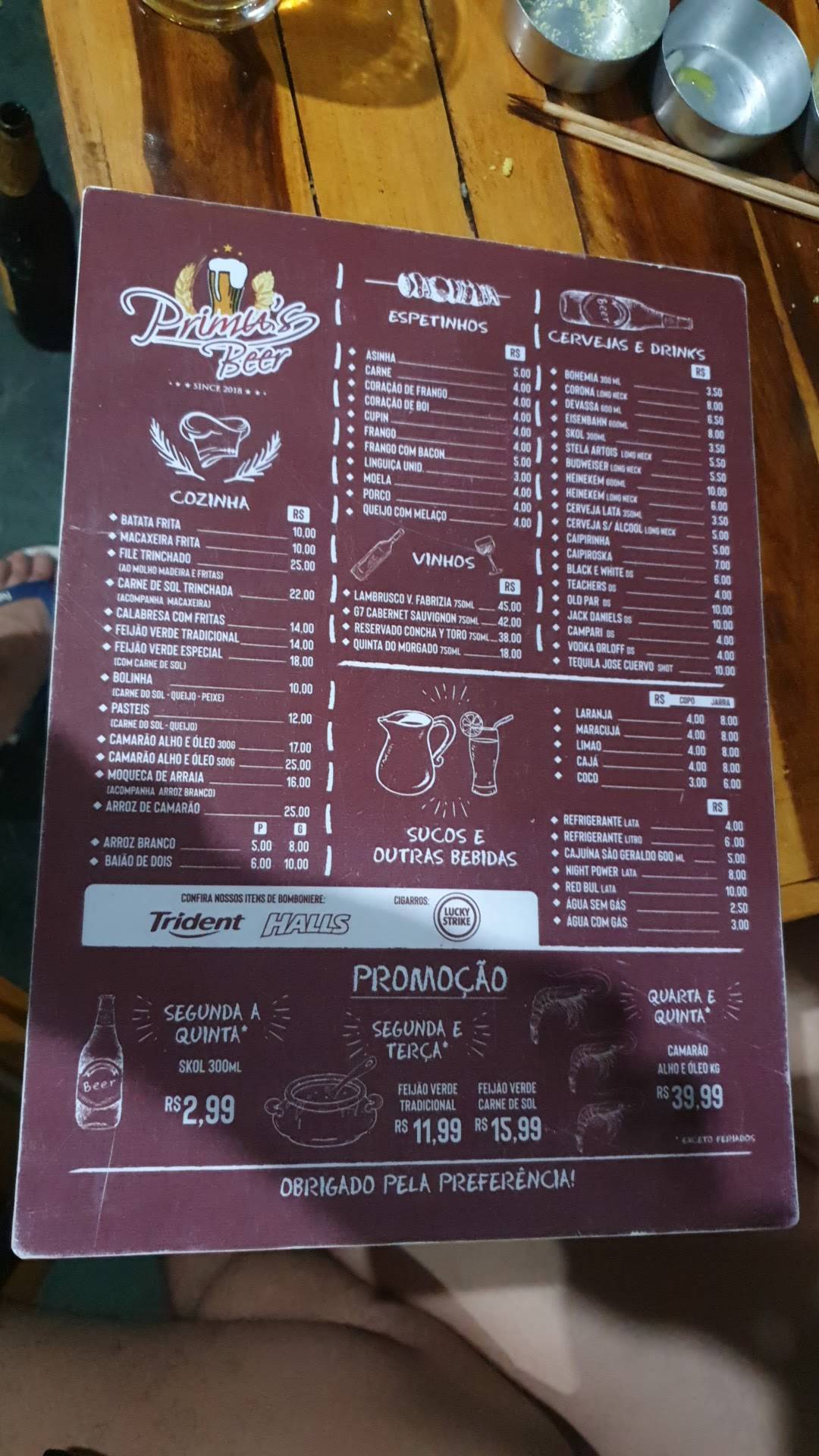 Menu em Primus pizza pub & Bar, Fortaleza