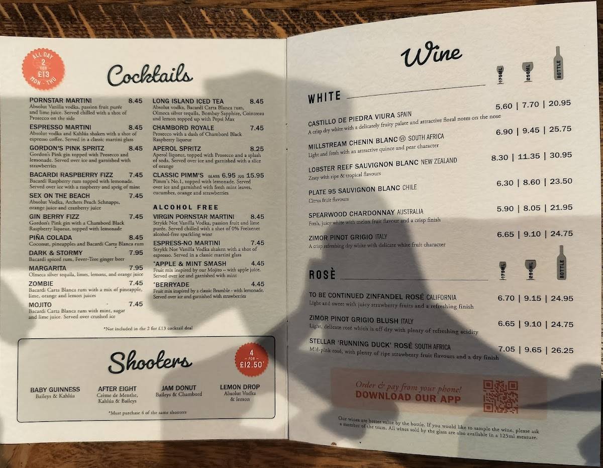 Menu at Prince George pub & bar, Milton Keynes