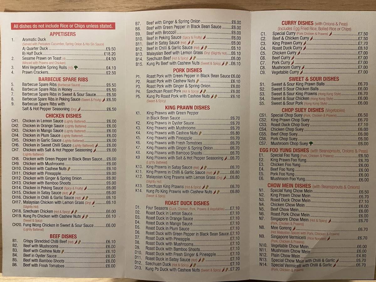Menu at Priorswood Place Chinese Takeaway fast food, Taunton