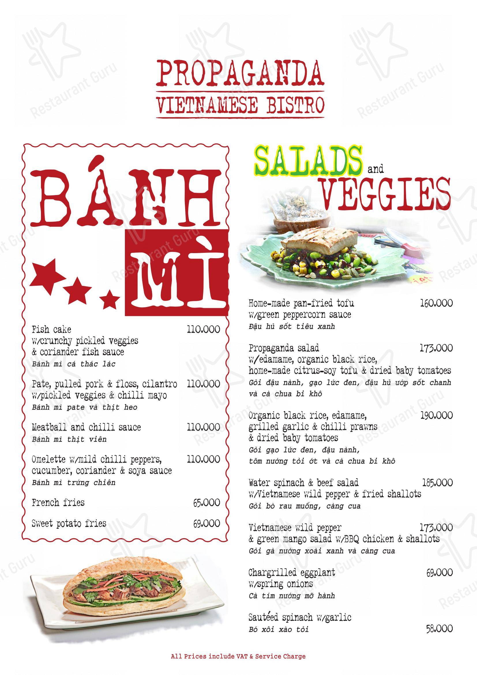 Menu at Propaganda Vietnamese Bistro restaurant, Ho Chi Minh City