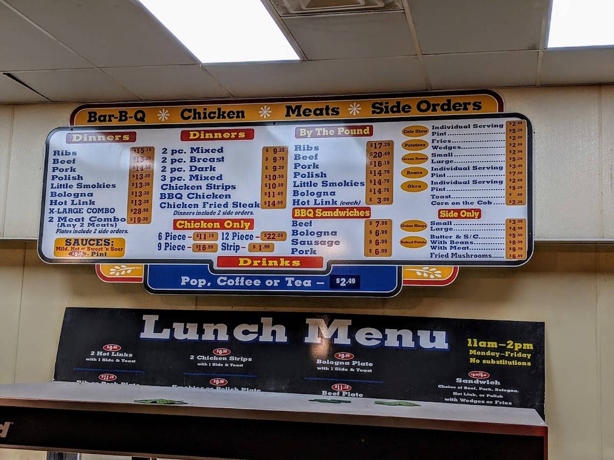 Menu at JL's Barbeque, Pryor, S Mill St