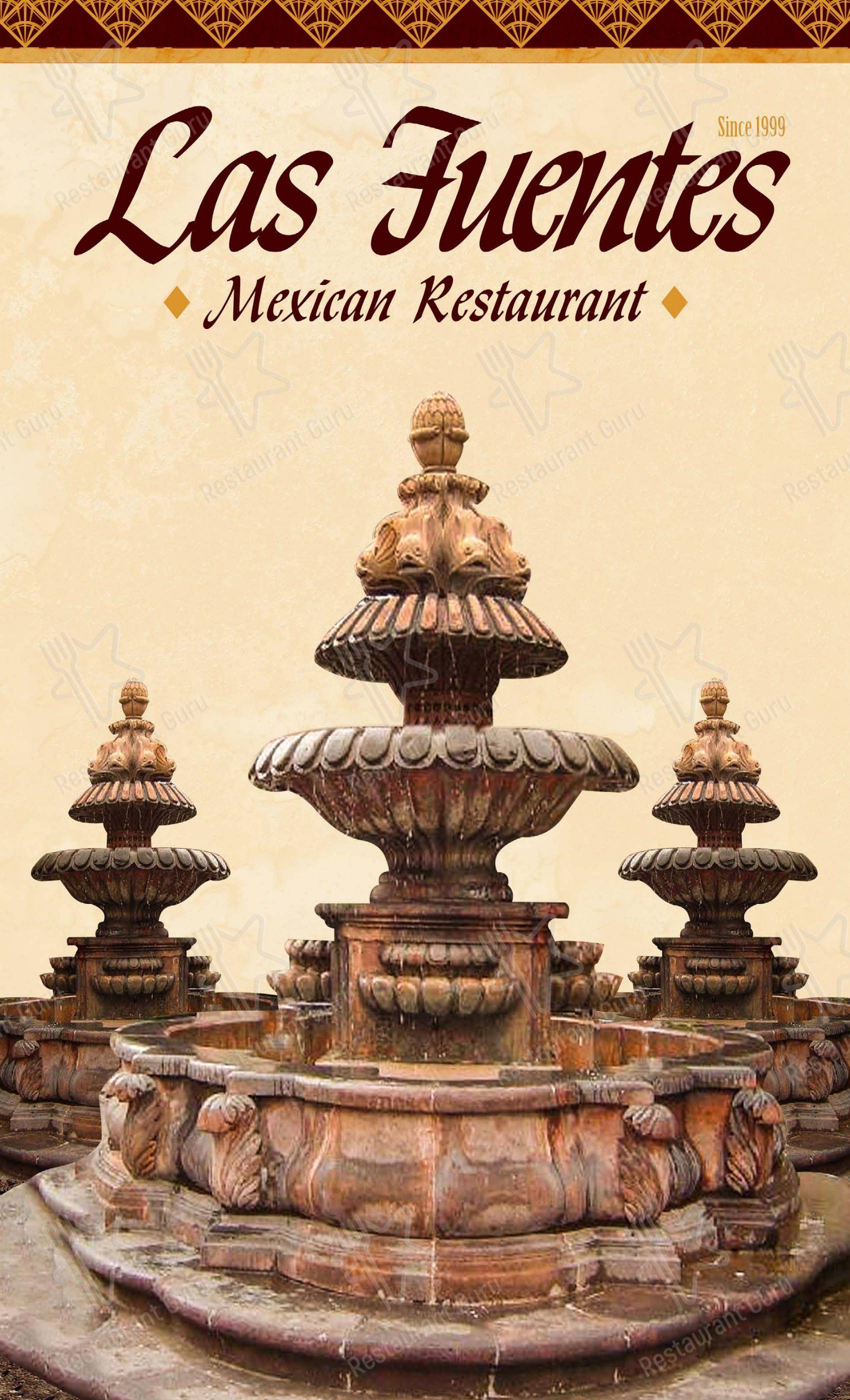 Menu at Las Fuentes Mexican Restaurant, Pryor