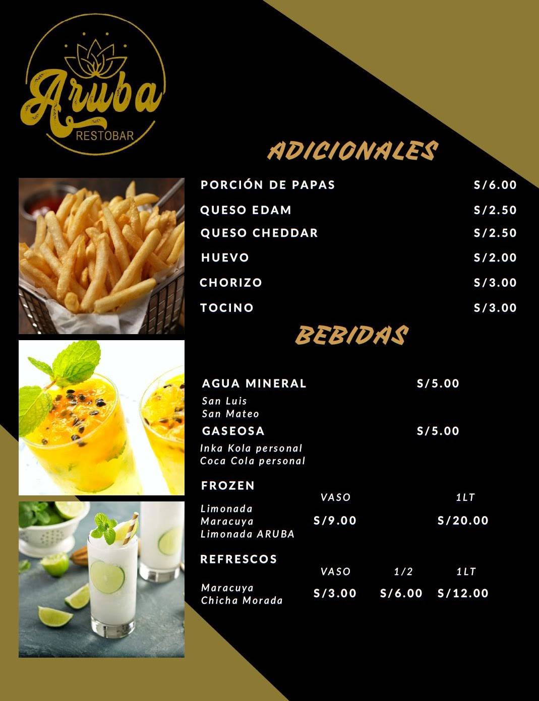 Carta de Aruba Restobar, Lurin