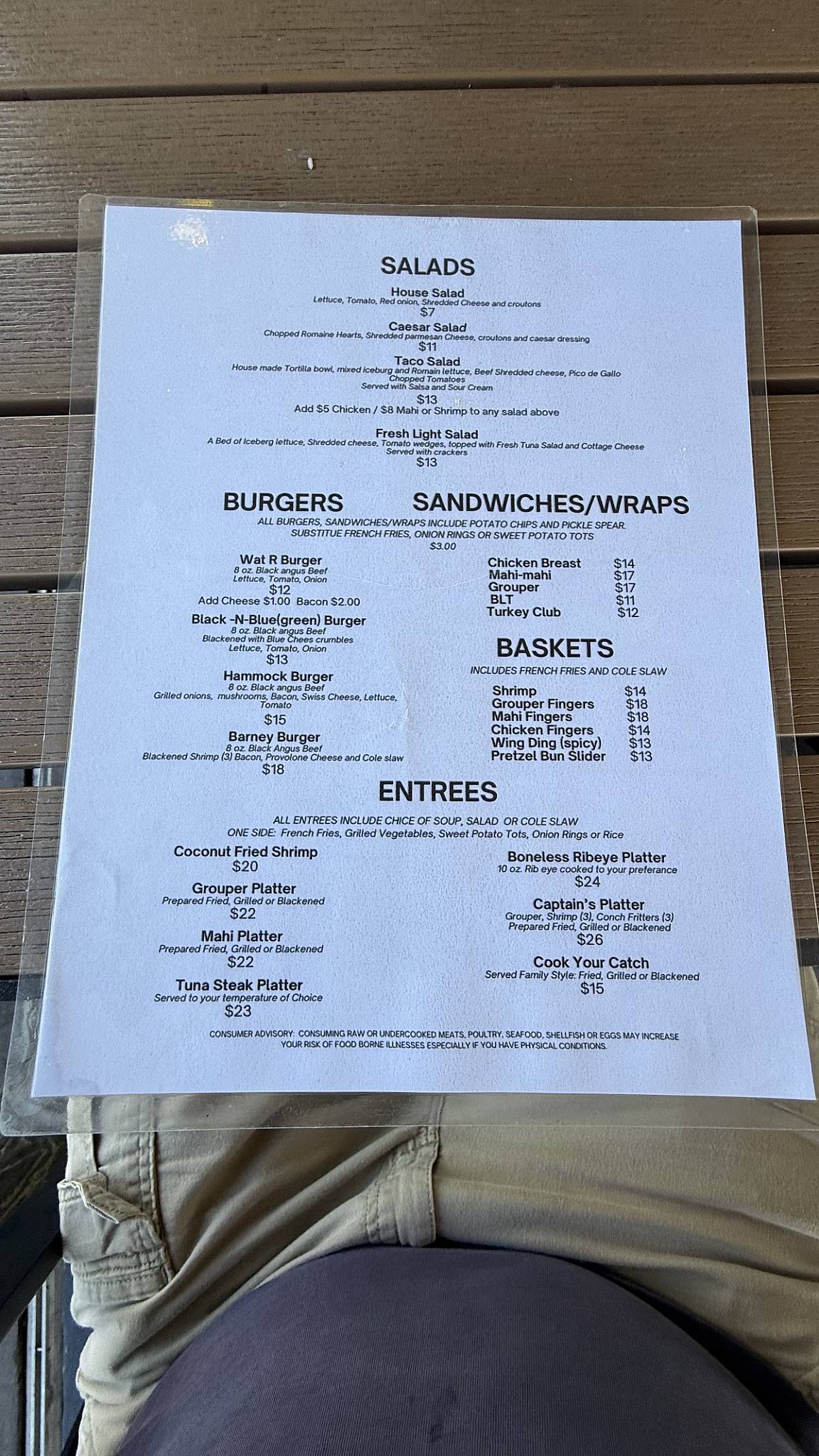 Menu at Barnacle Barney's Tiki Bar and Grill, Marathon
