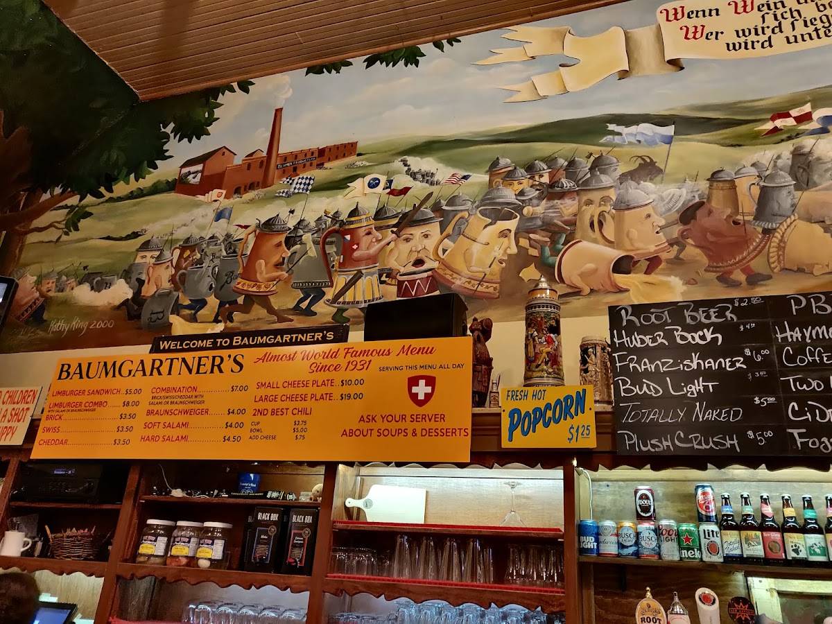 Menu at Baumgartner's Cheese Store & Tavern pub & bar, Monroe