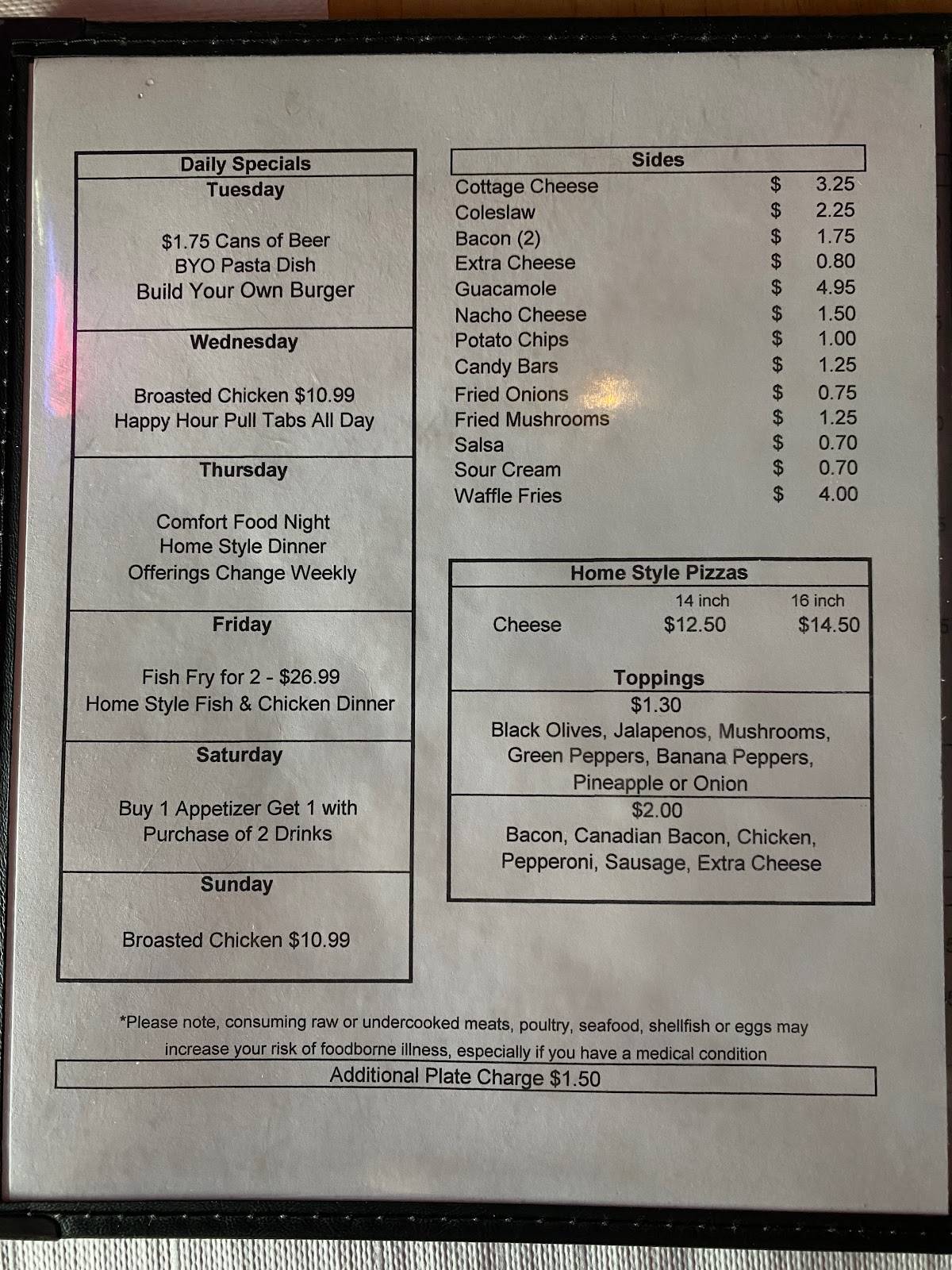 Menu at Black Frog Grille pub & bar, Sullivan